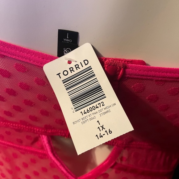 torrid | Tops | Torrid Pink Dot Mesh Cut Out Underwire Bodysuit | Poshmark